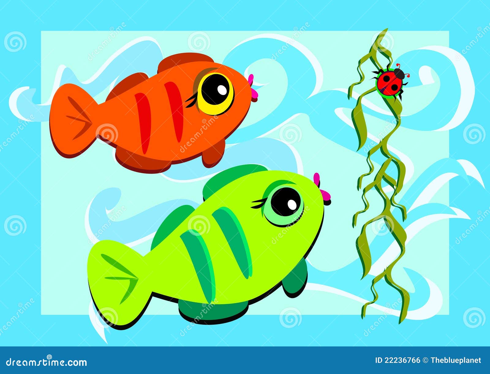 Two Fish and a Ladybug stock vector. Illustration of stripes - 22236766