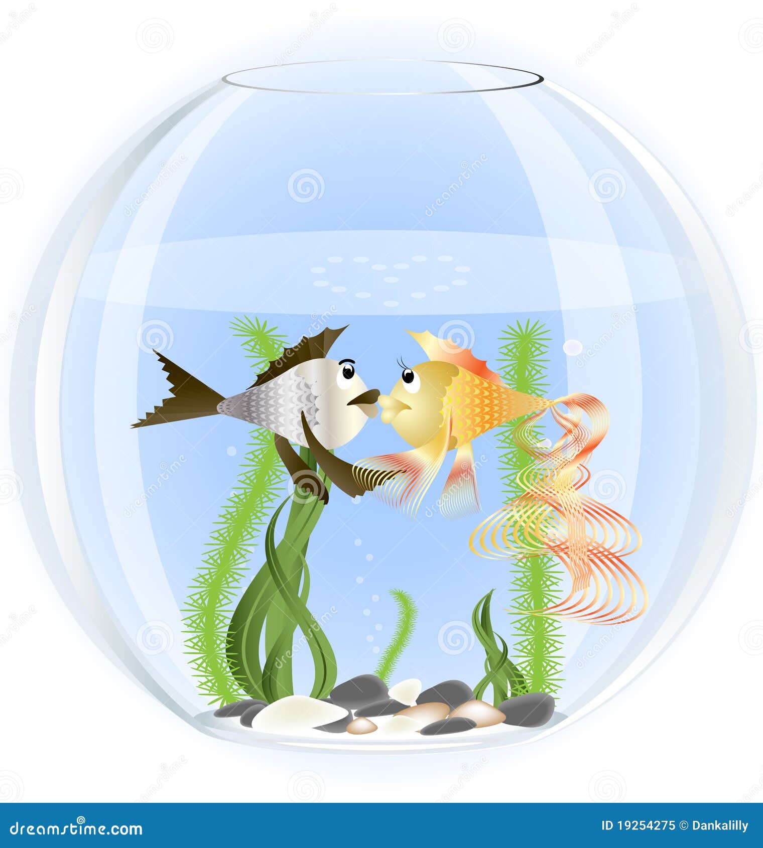 Two fish in love stock vector. Illustration of glass - 19254275