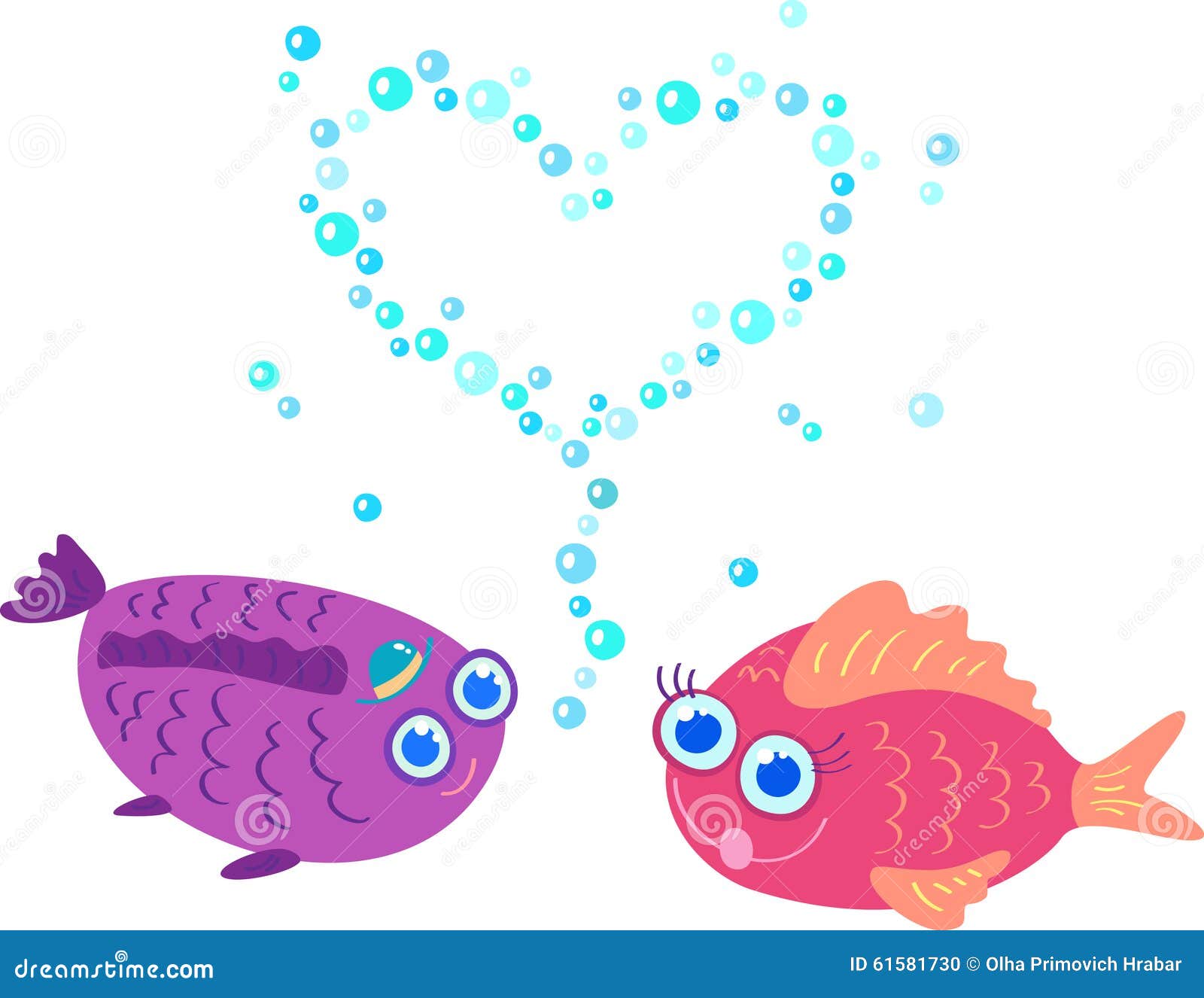 Two fish in love stock vector. Illustration of message - 61581730