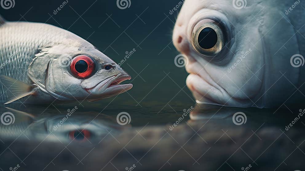 Two Fish with Red Eyes Looking at Each Other, AI Stock Image - Image of ...