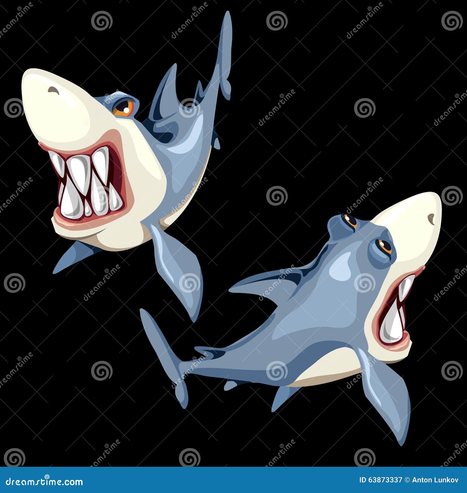 Set Of Big Sharks Black Silhouettes. Cartoon Vector | CartoonDealer.com ...