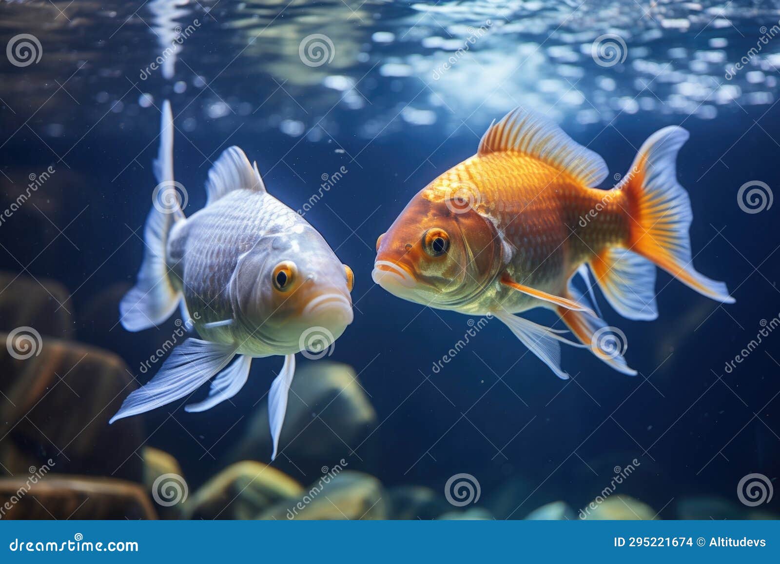 Two Fish Swimming Closely Together in an Aquarium Stock Photo - Image ...