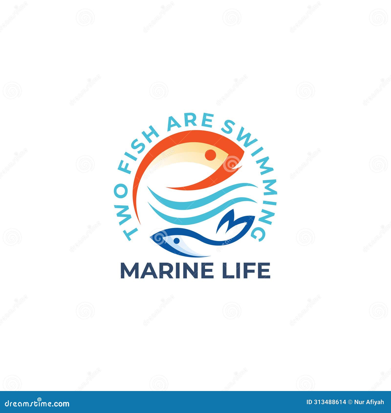 Two Fish are Swimming Logo, Marine Life Design Template Stock Vector ...