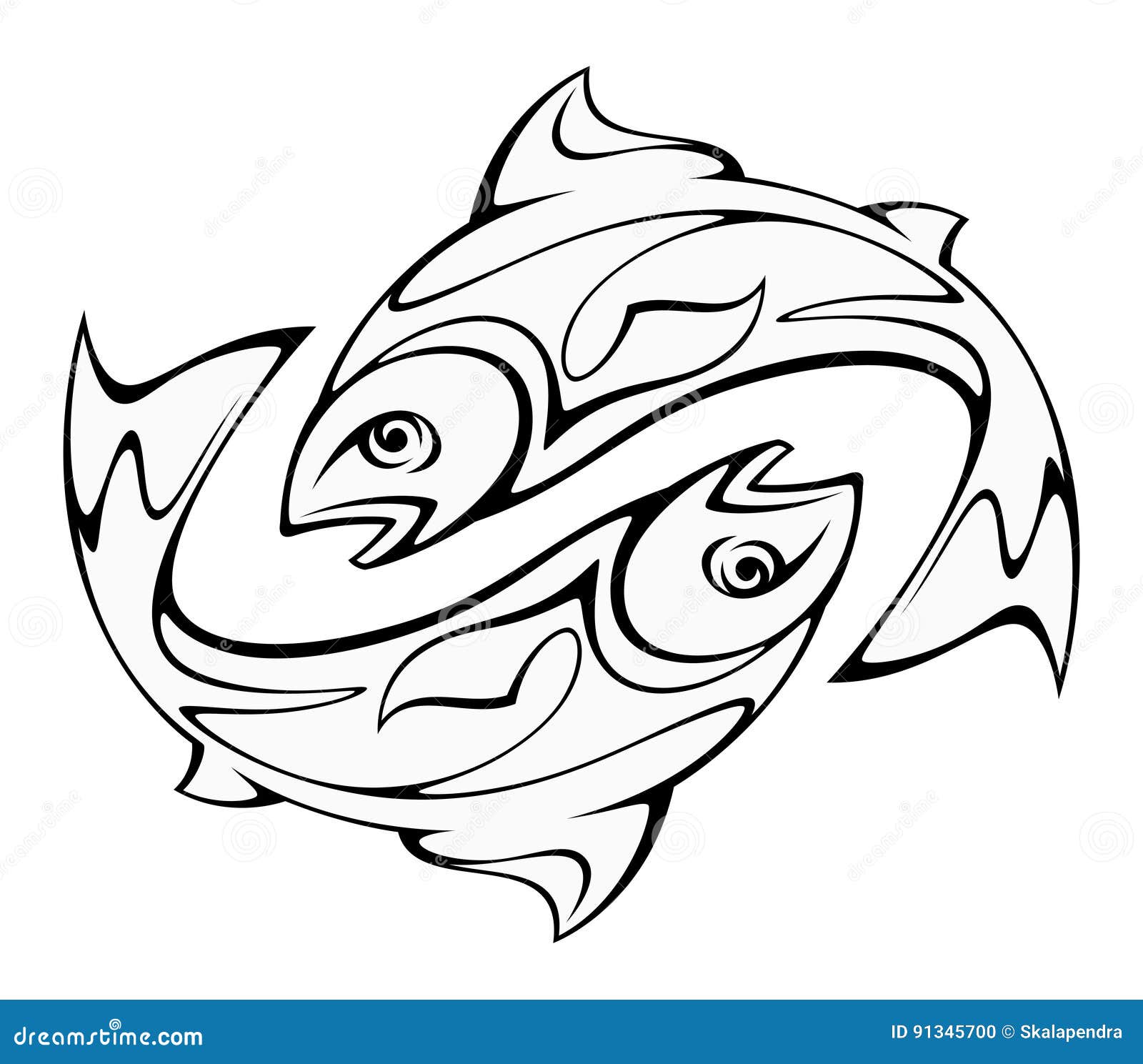 Two fish stock vector. Illustration of pisces, fortune - 91345700