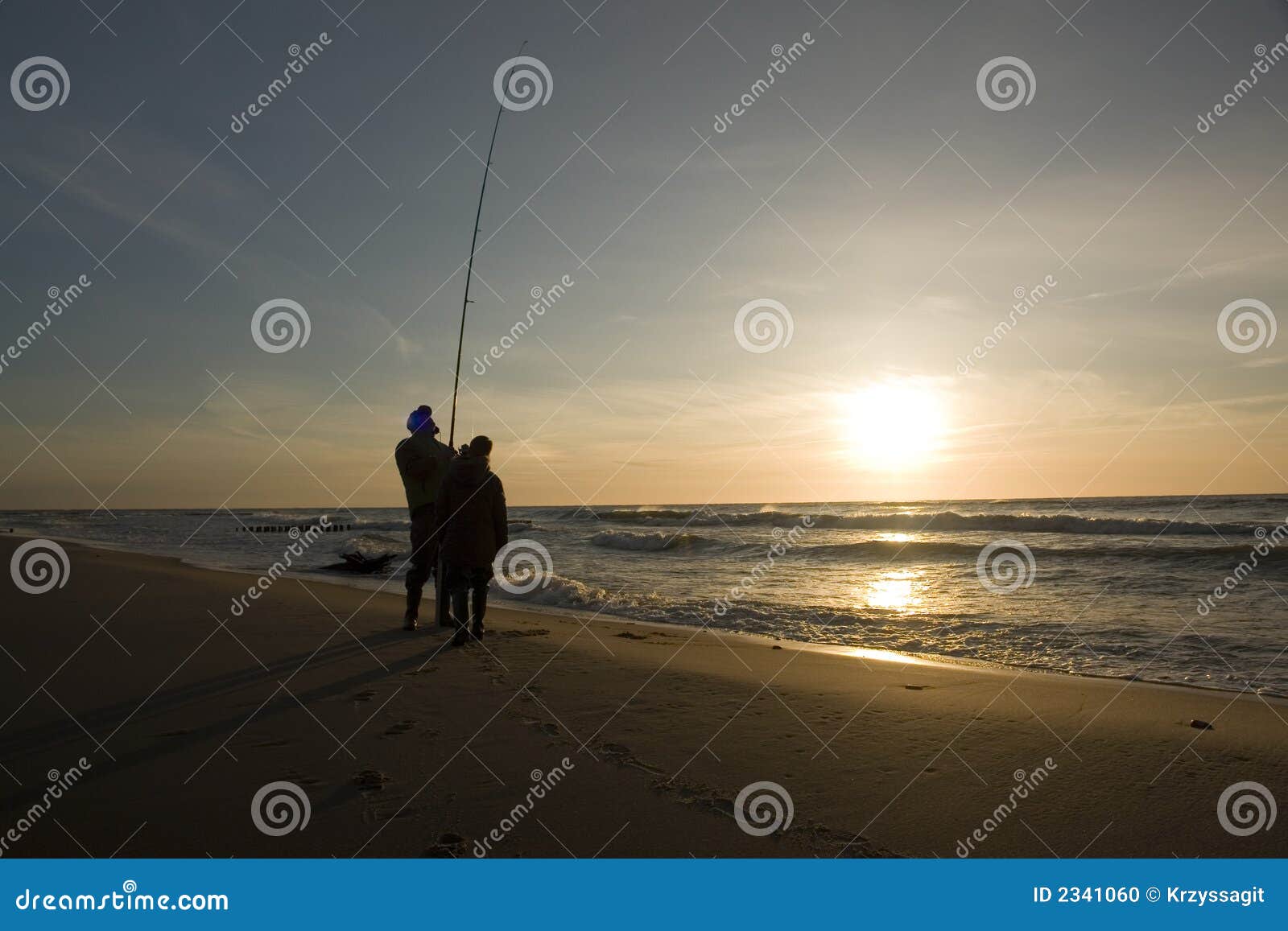 Two Fishermen stock photo. Image of sand, coast, evening - 2341060