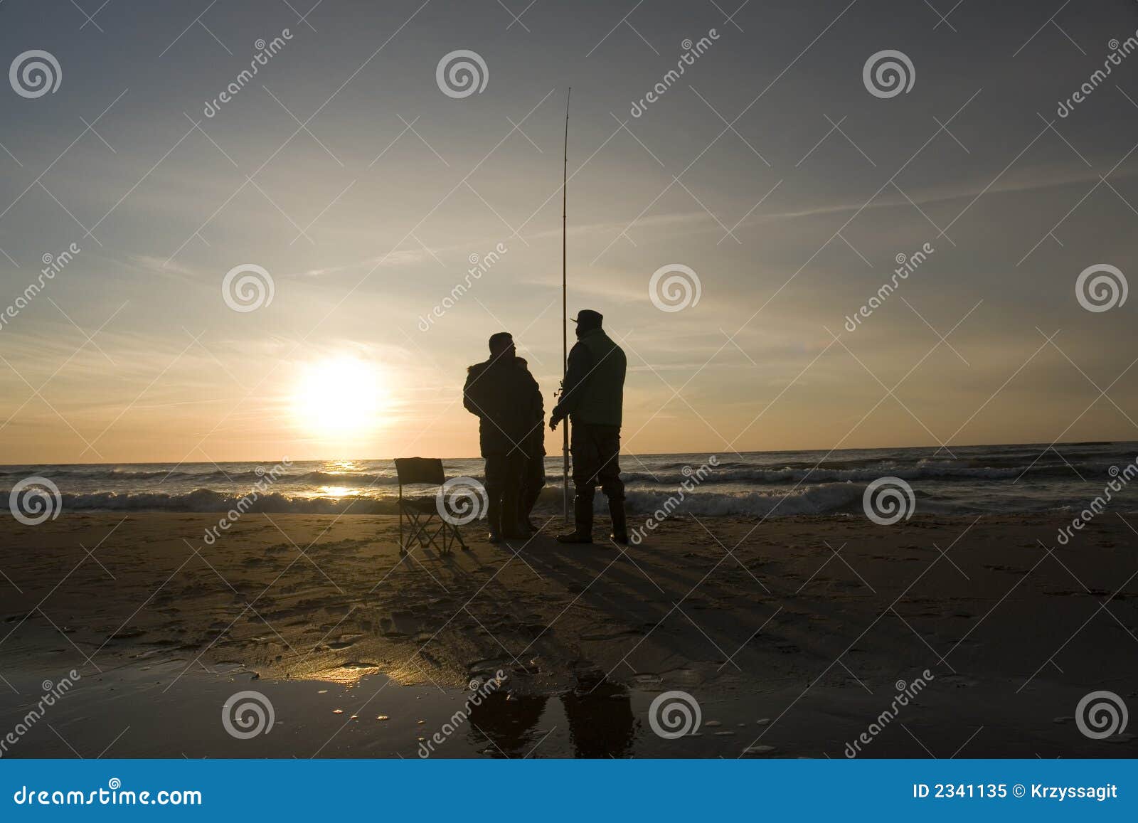 Two Fishermen stock image. Image of fishermen, beach, sunrise - 2341135