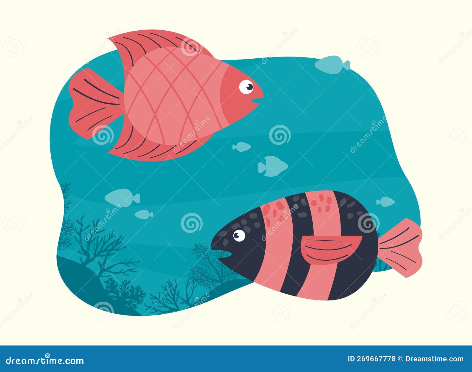 Two fishes swiming stock illustration. Illustration of ocean - 269667778