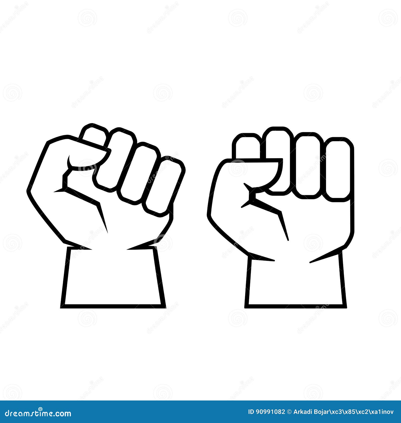 Two Fist Outline Vector Icon Stock Vector - Illustration of human ...