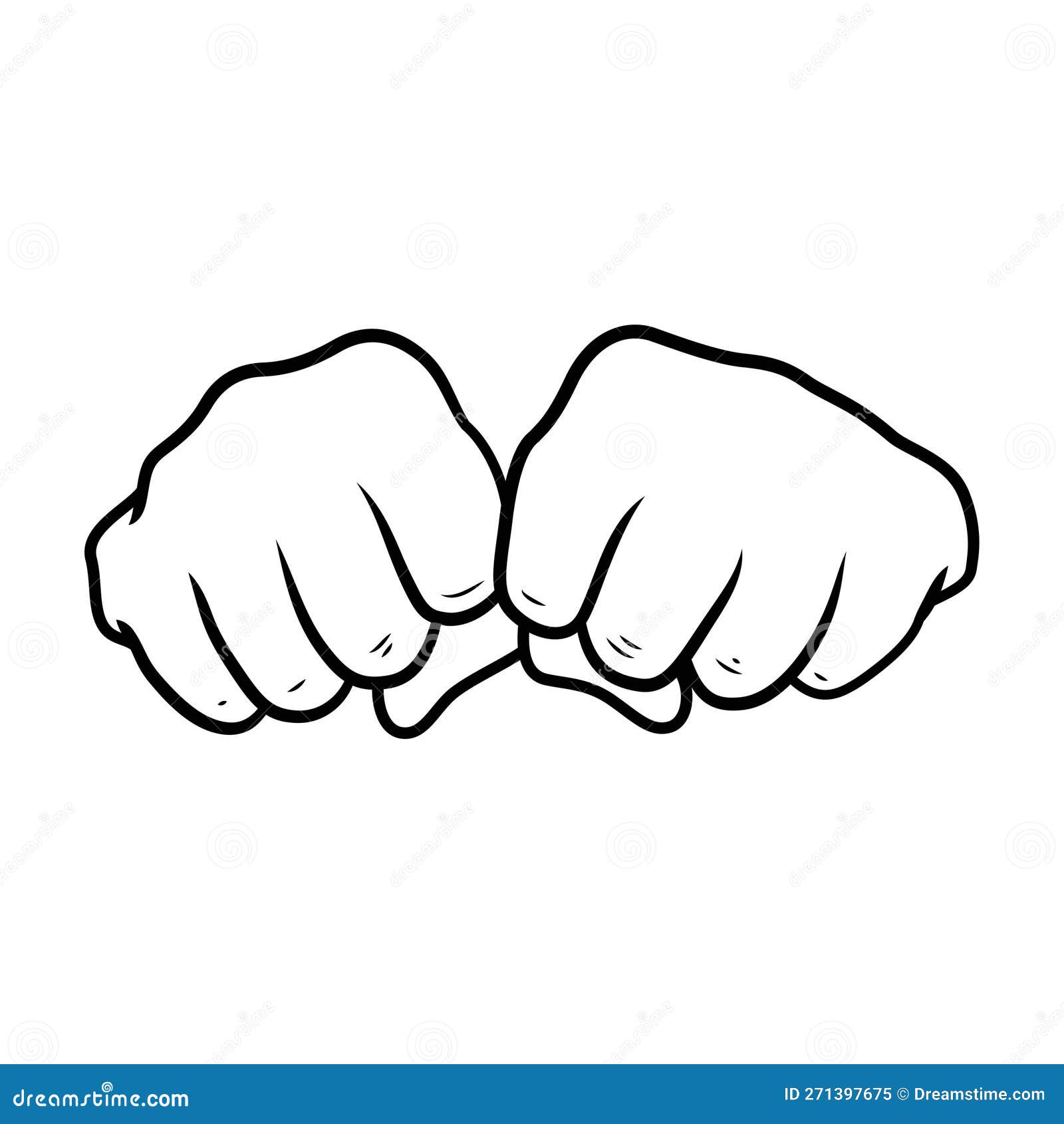 Two Fist Together Sign Line Artwork Vector Illustration Stock Vector ...