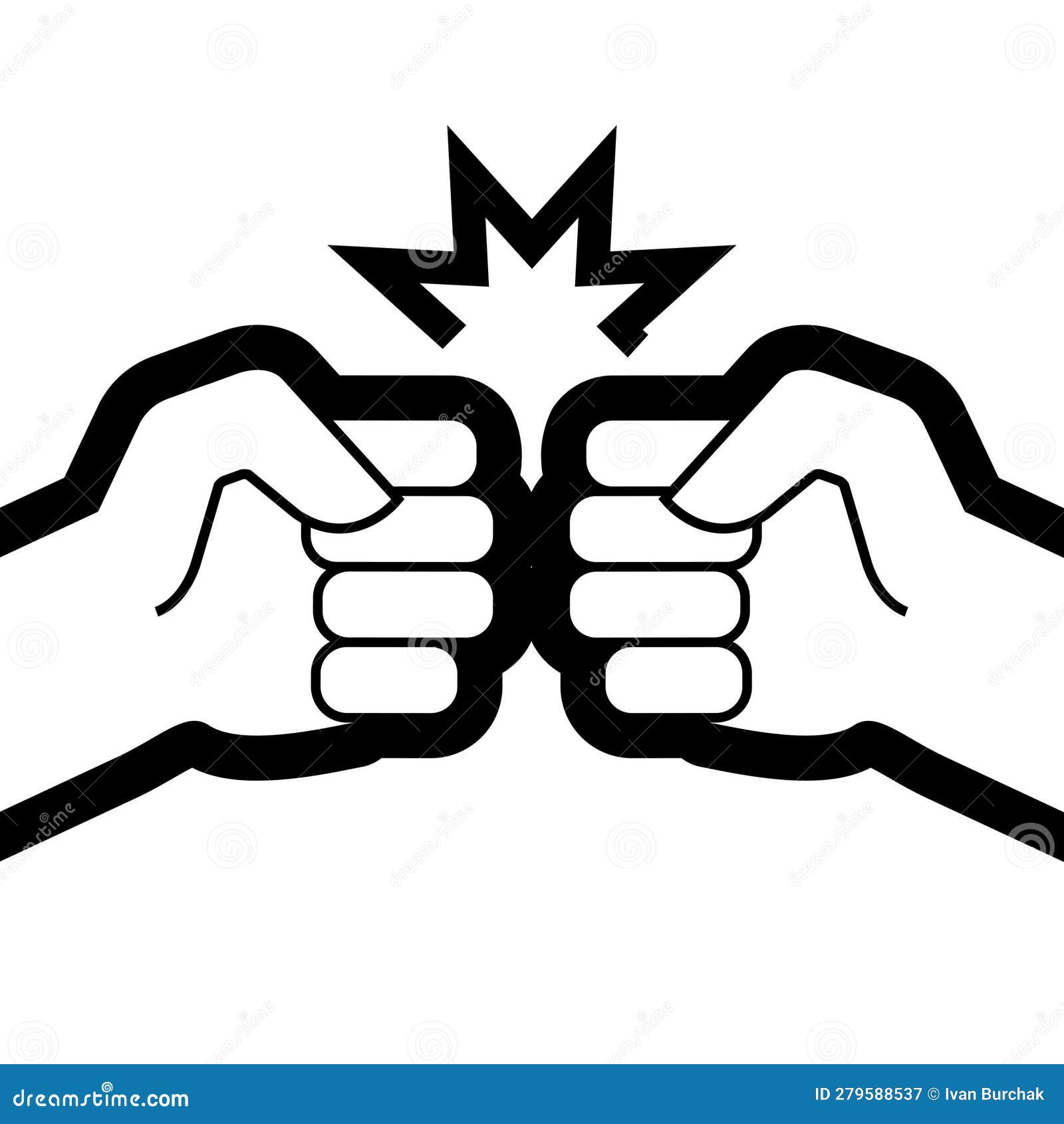 Two Hands In Bumping Together, Fighting Gesture Cartoon Vector ...