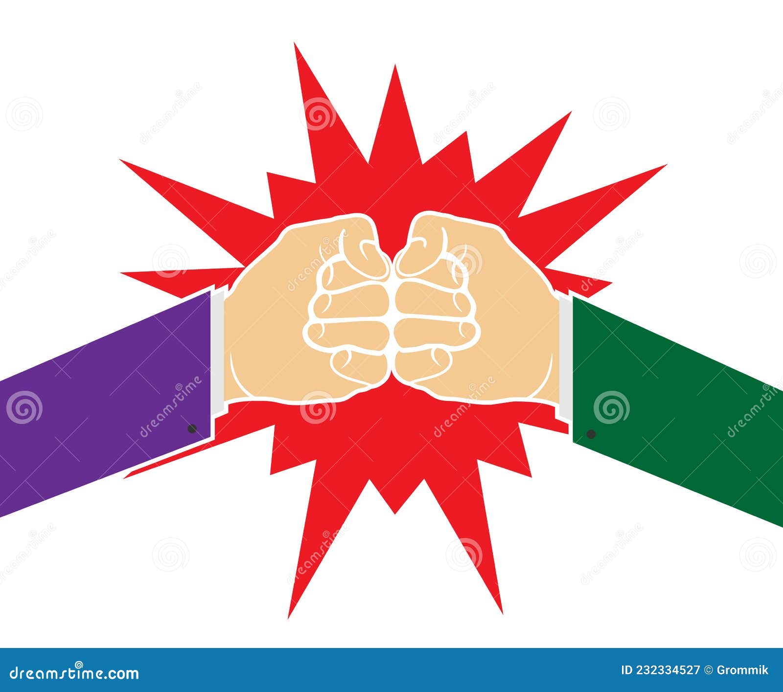 Two Fists Hit Each Other. a Blow of Two Fists Stock Vector ...
