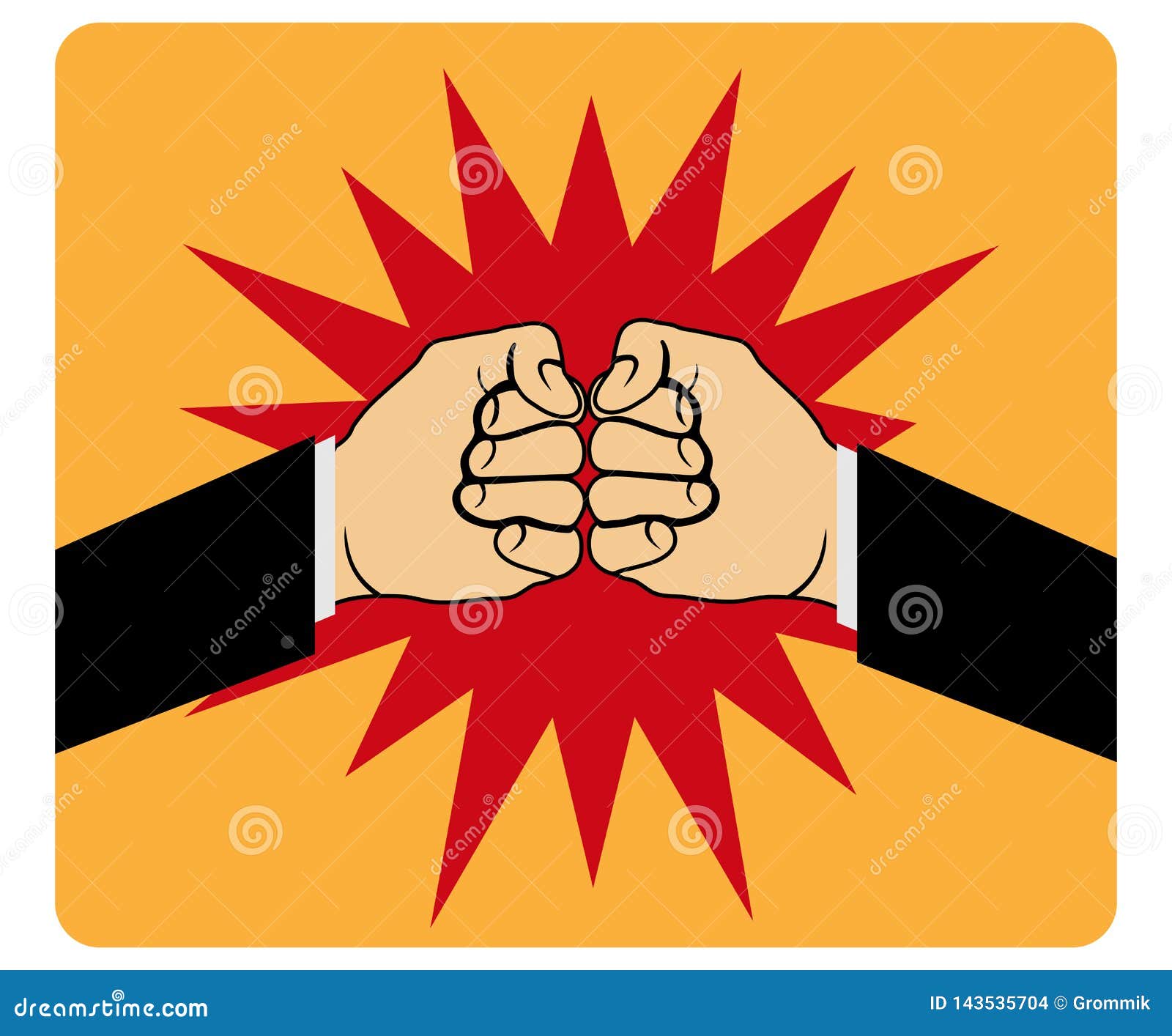 Two Fists Hitting Each Other, Simple Design Stock Vector - Illustration ...