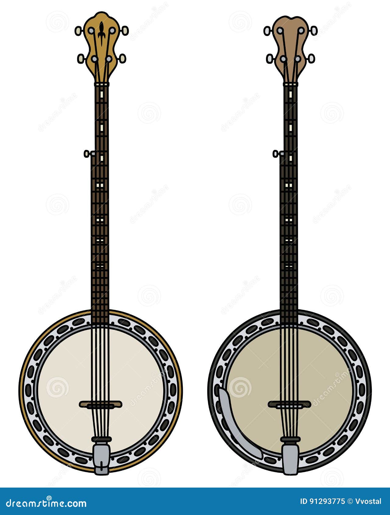 Two five string banjo stock vector. Illustration of music - 91293775