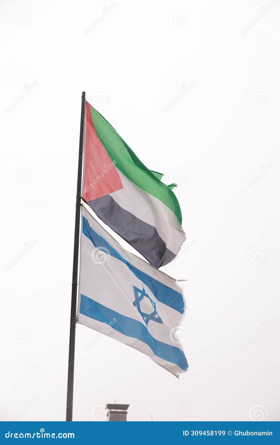 Two Flags are Flying Side by Side on a Pole Stock Image - Image of ...