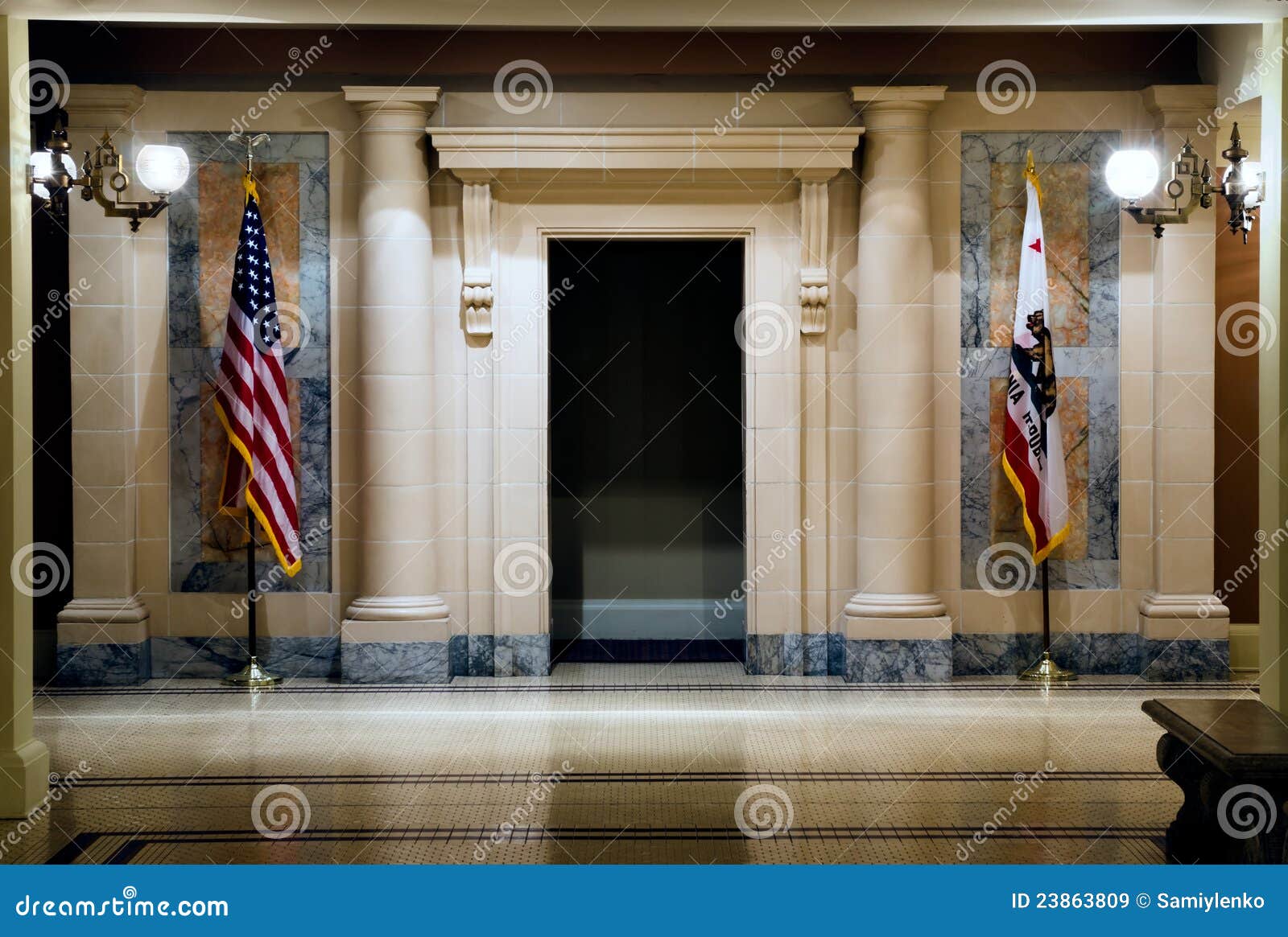 Two flags in hallway stock image. Image of historical - 23863809
