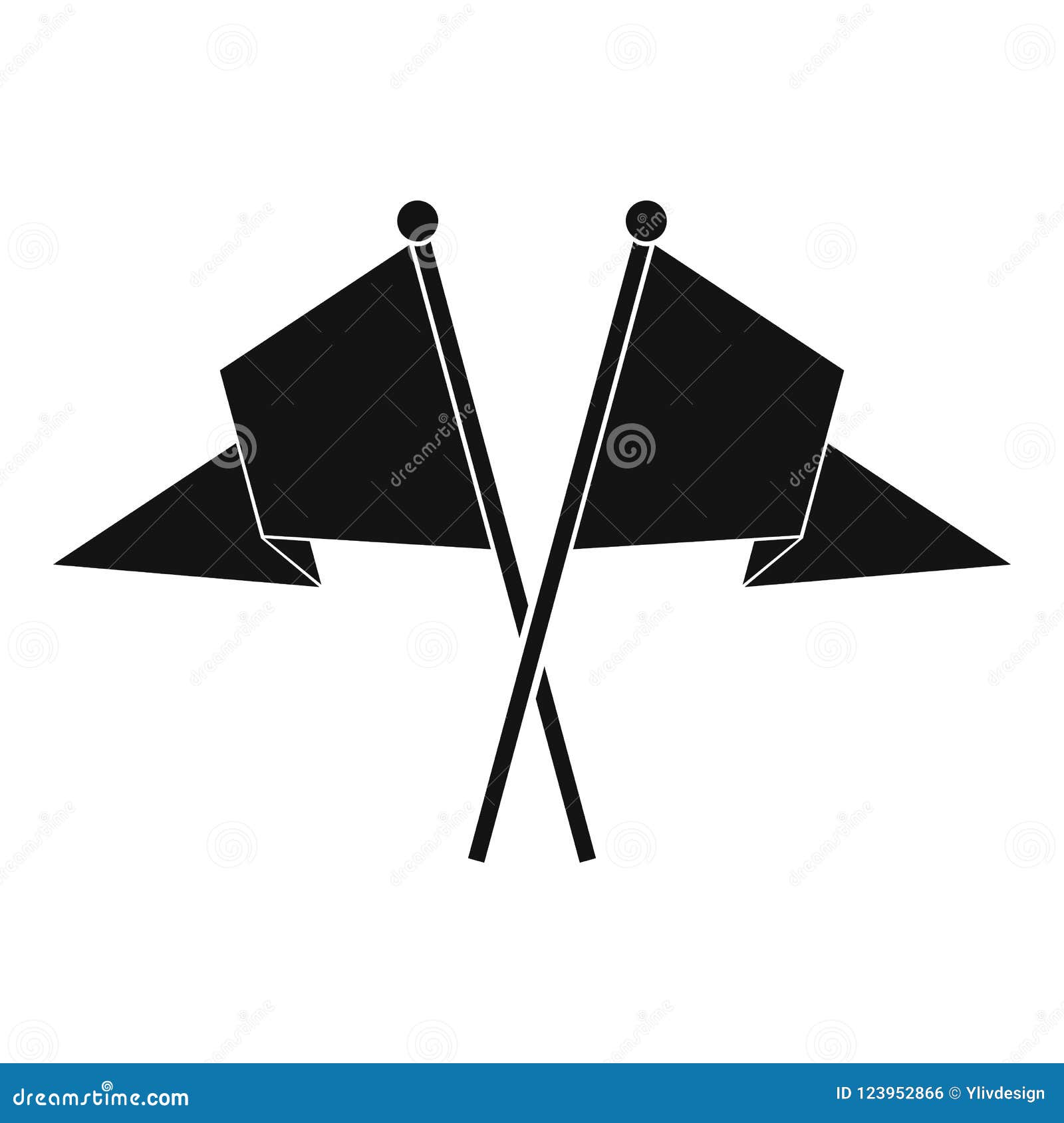 Two Flags Icon, Simple Style Stock Illustration - Illustration of ...