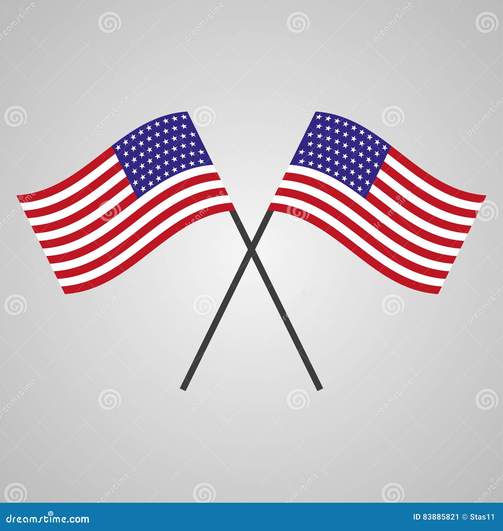 Two Flags of USA on a Gray Background Stock Illustration - Illustration ...