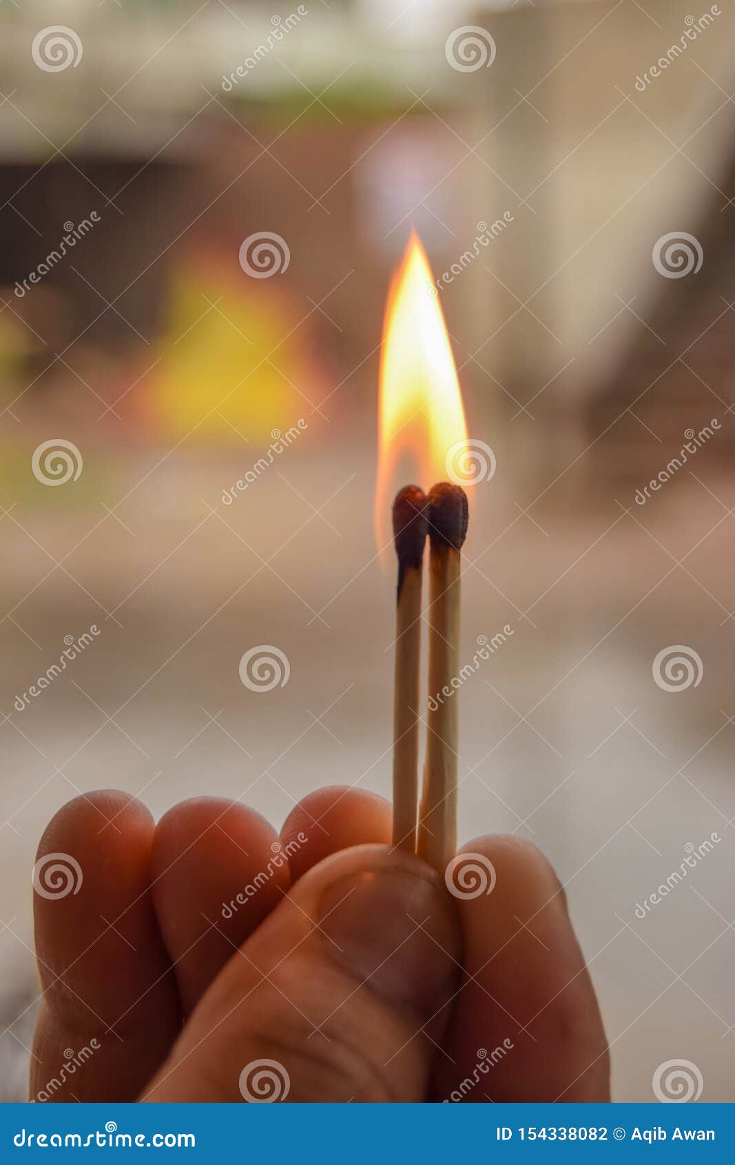 Two Flame in Hand Fouced stock photo. Image of hand - 154338082