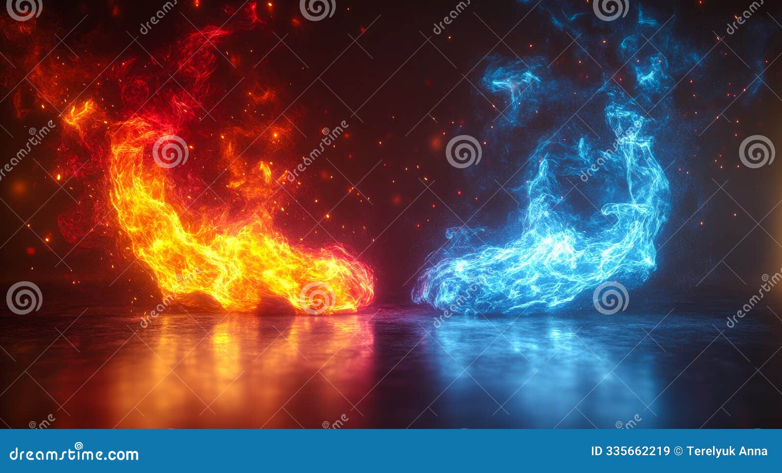 Two Flames are Shown in the Image, One Red and One Blue Stock Image ...