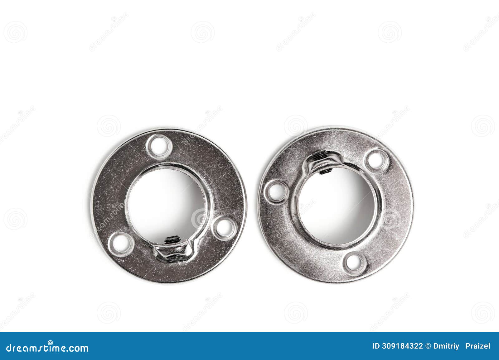 Two Flanges for Fixing Pipe. on White Background. Stock Photo - Image ...