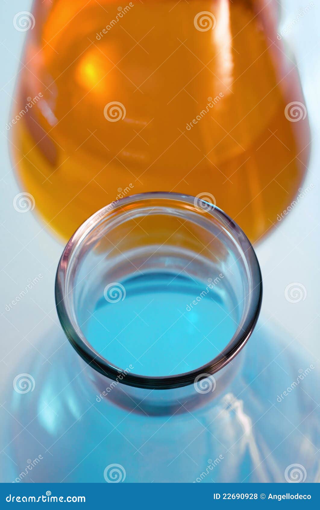 Two Flasks with Liquids Colors Stock Photo - Image of cool, chemist ...
