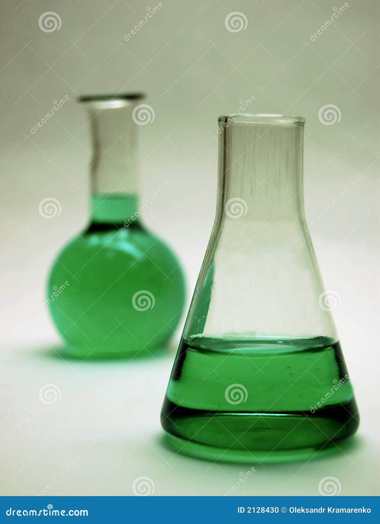 Two flasks in perspective stock photo. Image of study - 2128430