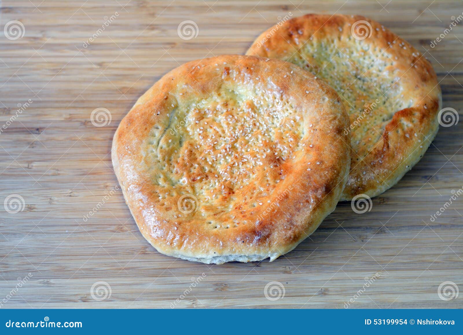 Two Flat Wheat Pieces of Uzbek Bread Stock Photo - Image of traditional ...