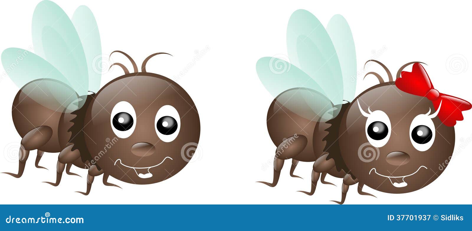 Two flies stock illustration. Illustration of pink, spring - 37701937