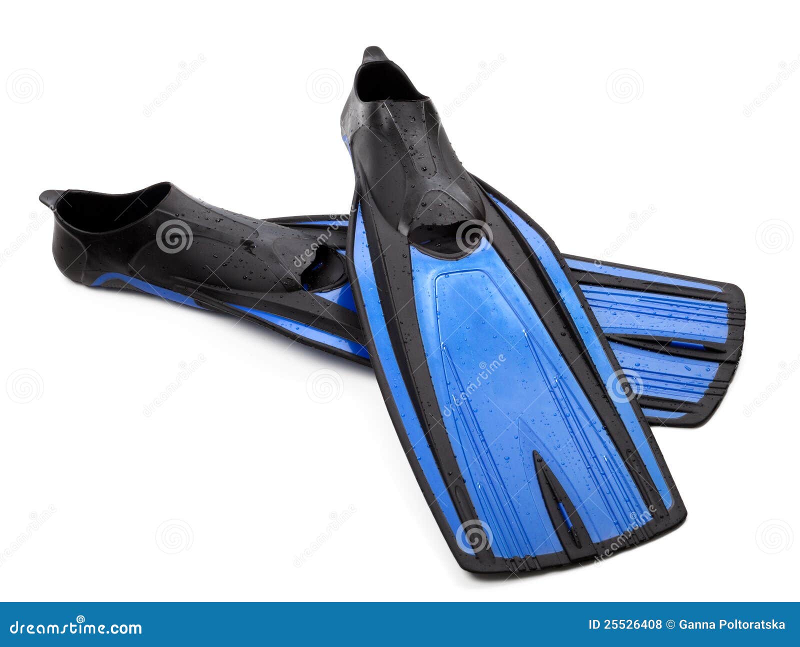 Two Flippers For Diving With Water Drops Stock Photo - Image of safety ...