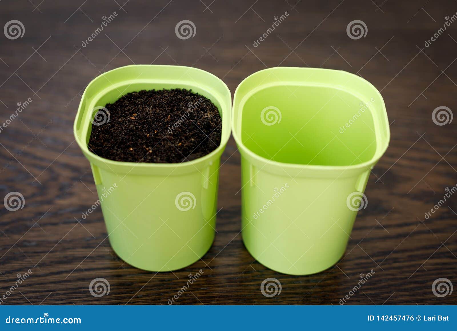 The Concept is Empty and Full. Two Flower Pots, One with the Ground ...