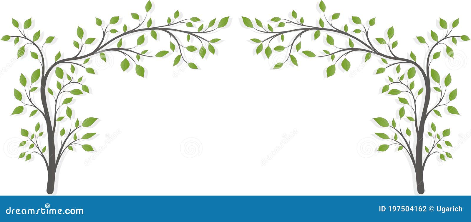 Two Flowering Trees with Leaves in the Form of an Arch Stock Vector ...
