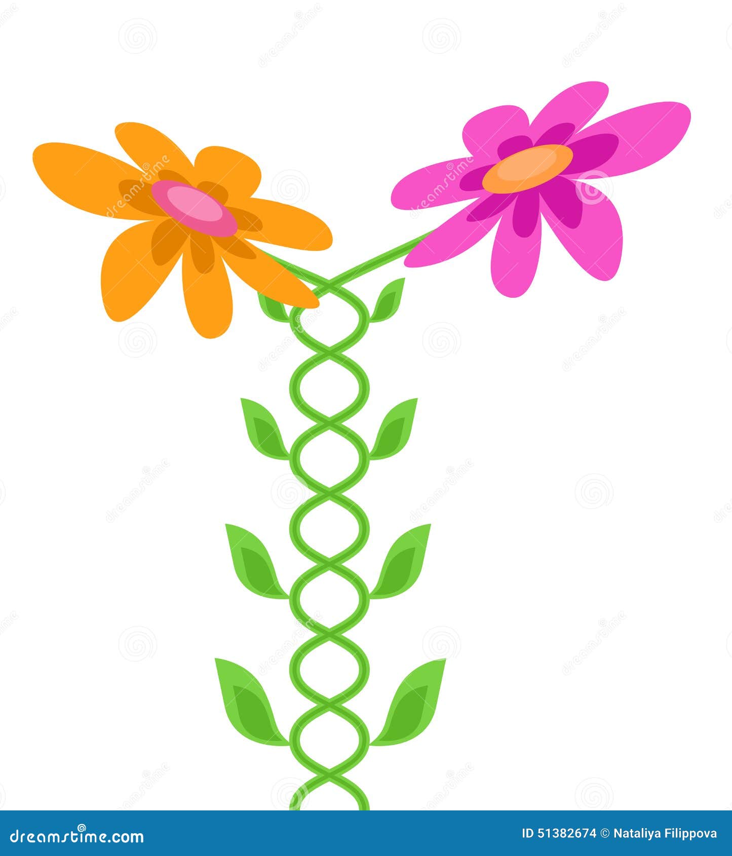 Two flowers stock vector. Illustration of orange, floral - 51382674