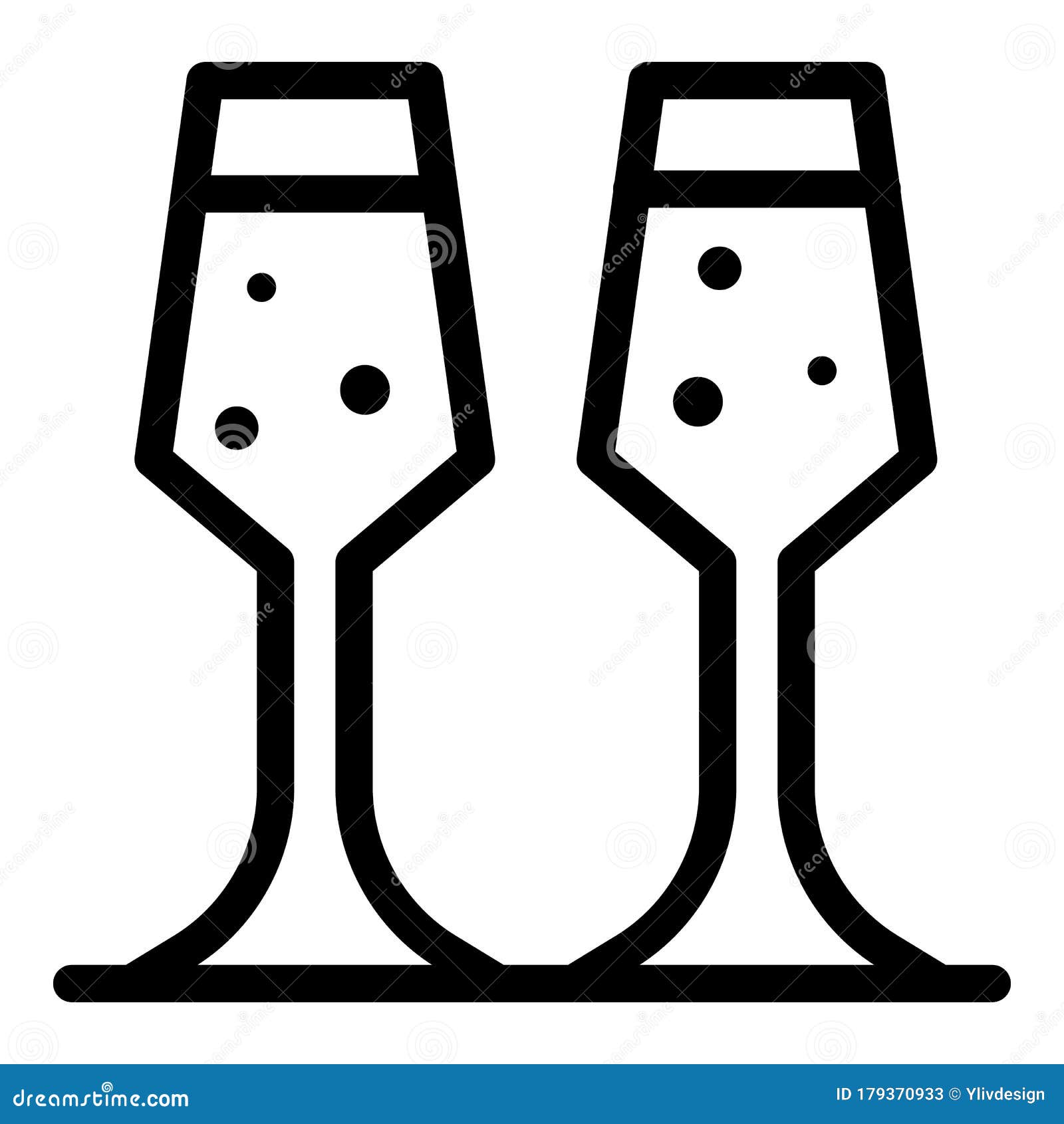 Two Flute Glasses Icon, Outline Style Stock Vector - Illustration of ...