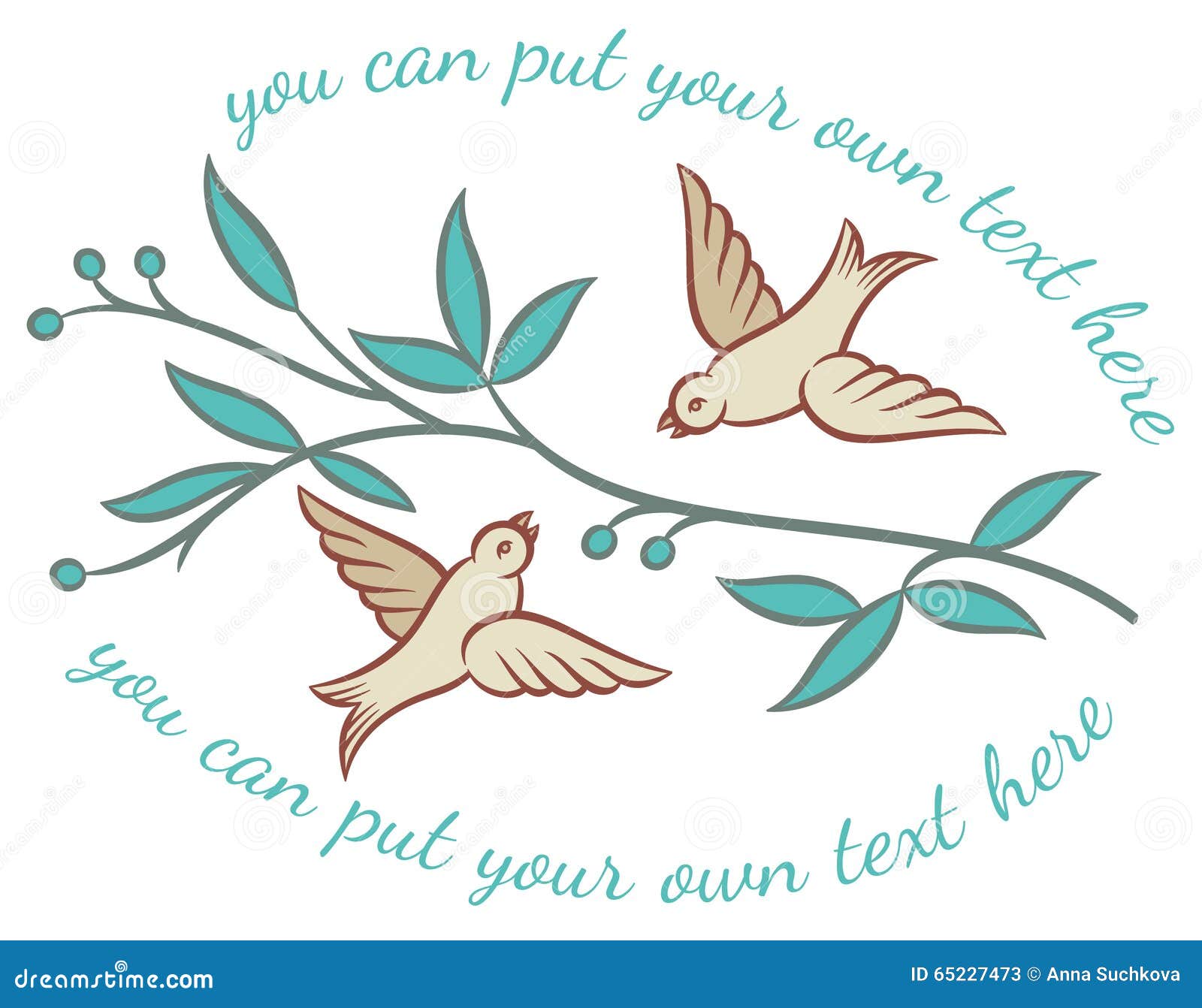 Two fluttering birds stock vector. Illustration of floral - 65227473