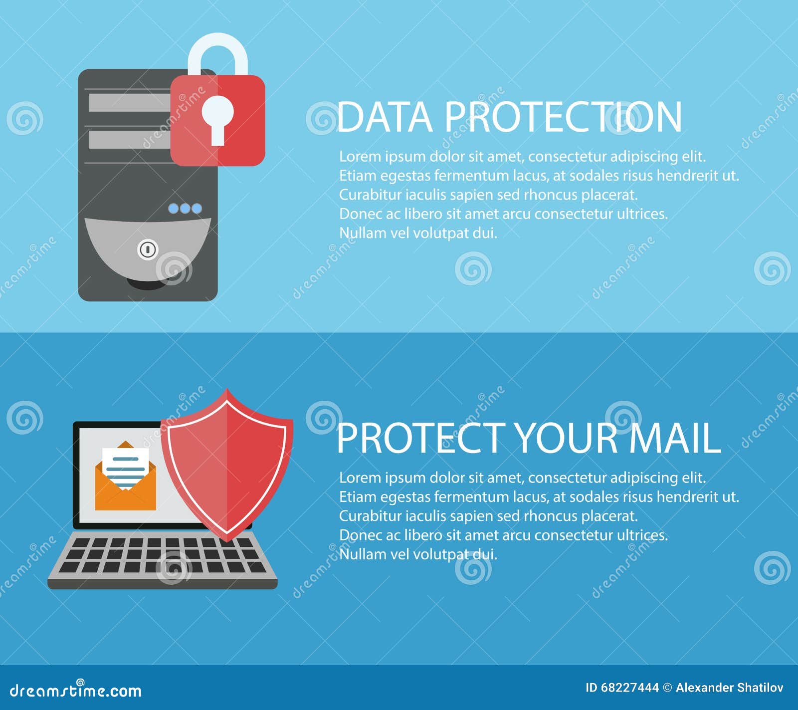 Two Flyers about Data Security on Your Computer, Laptop Stock Vector ...