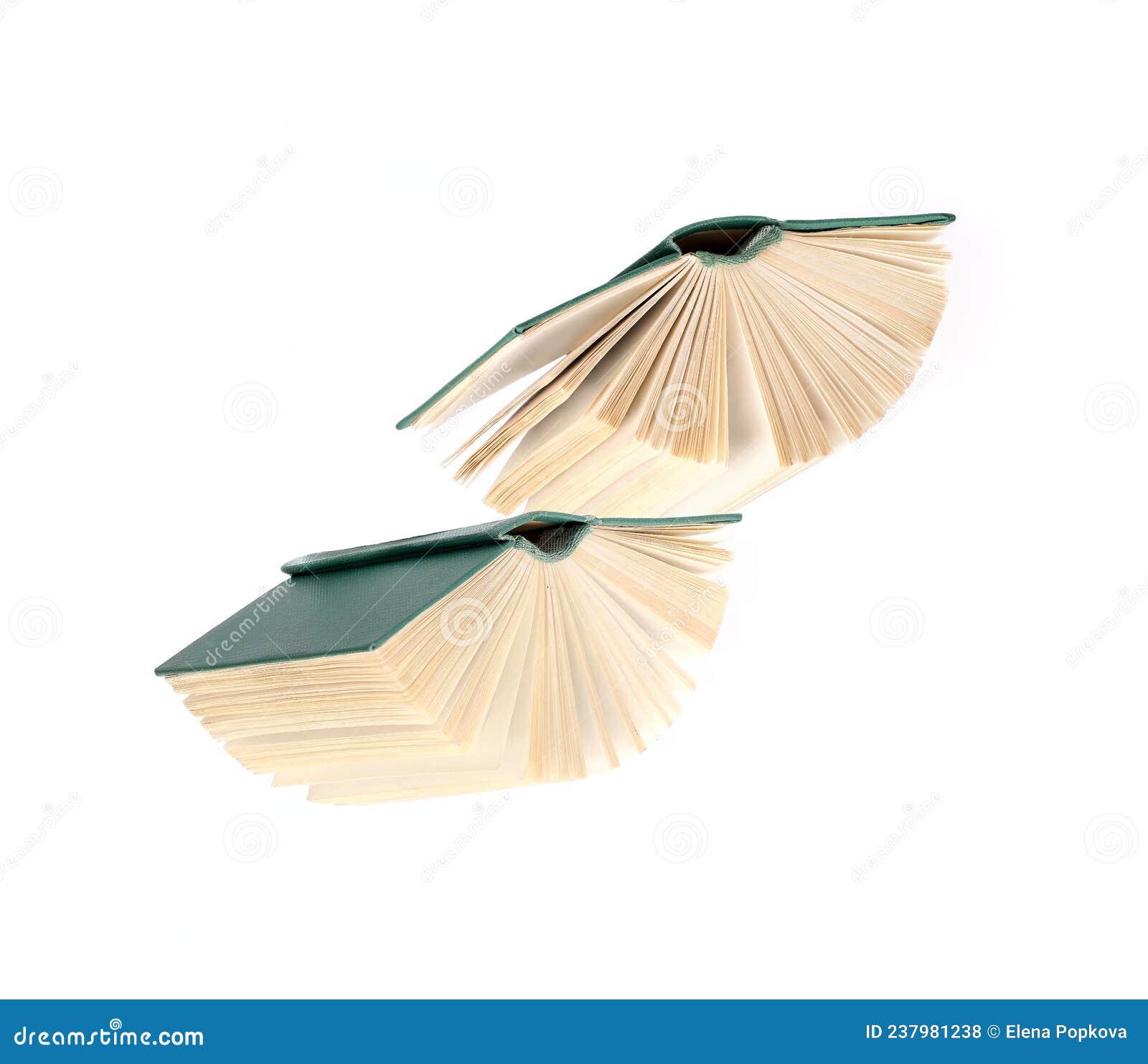 Two Flying Green Books Isolated on a White Background Stock Photo ...