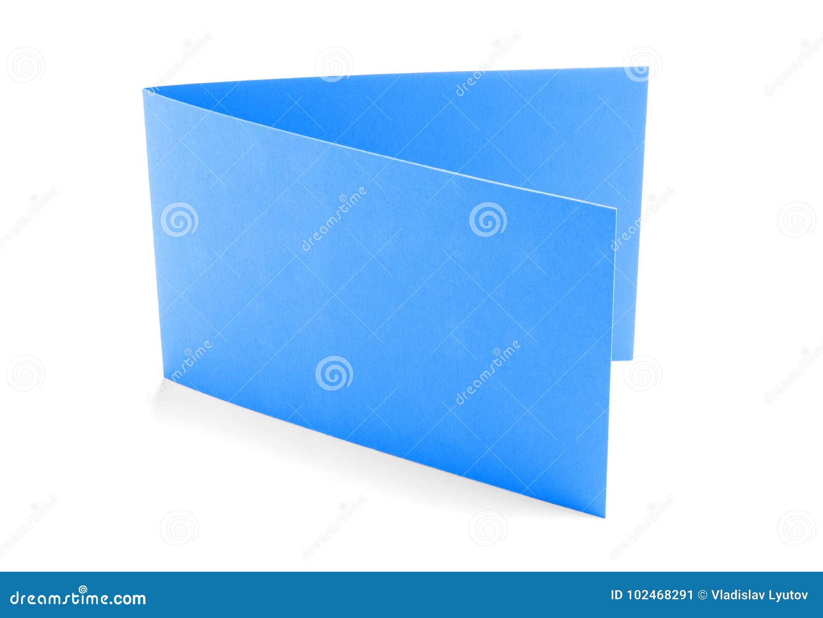 Two Fold Blue Card on White Background. Stock Image - Image of card ...