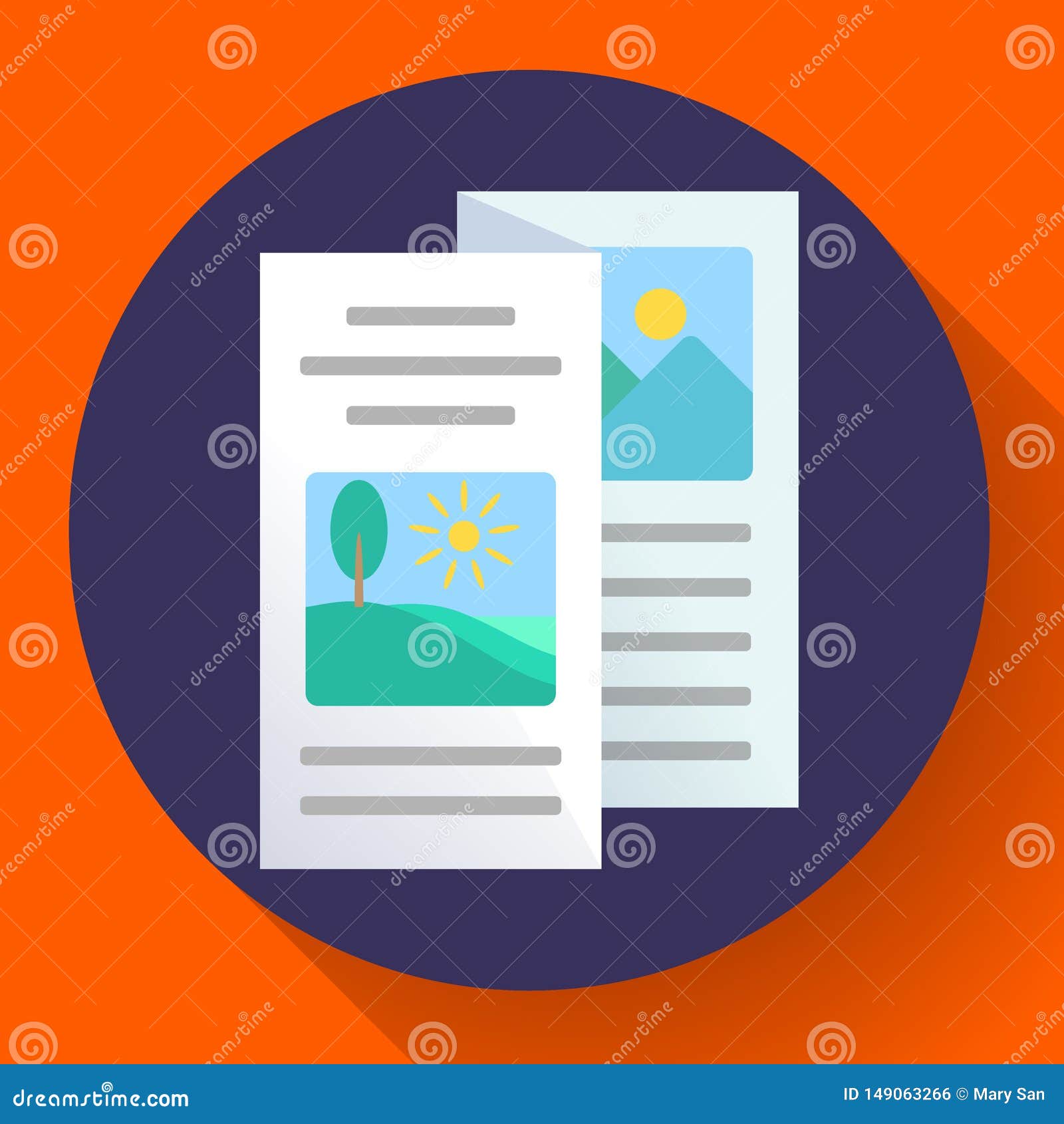 Two-fold Brochure Icon Flat Style Vector Illustration Stock Vector ...