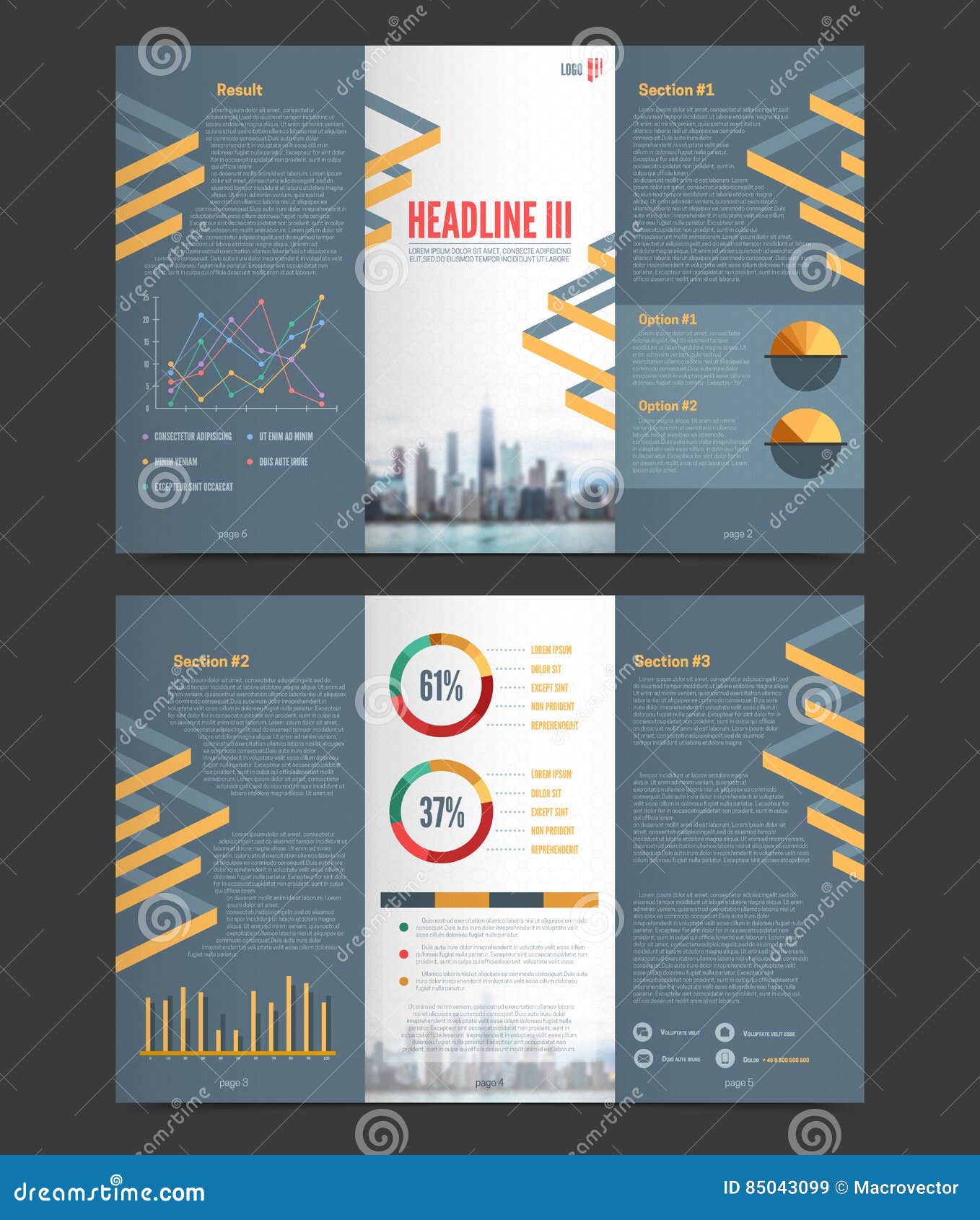Two Fold Flyer Template stock vector. Illustration of leaflet - 85043099