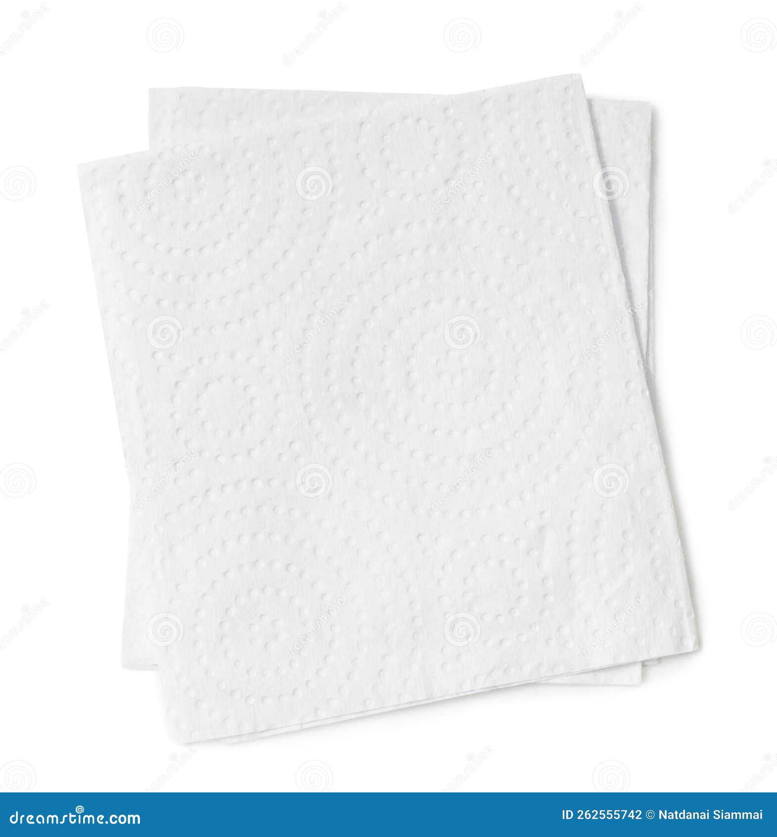 Two Folded Pieces of White Tissue Paper or Napkin in Stack Isolated on ...