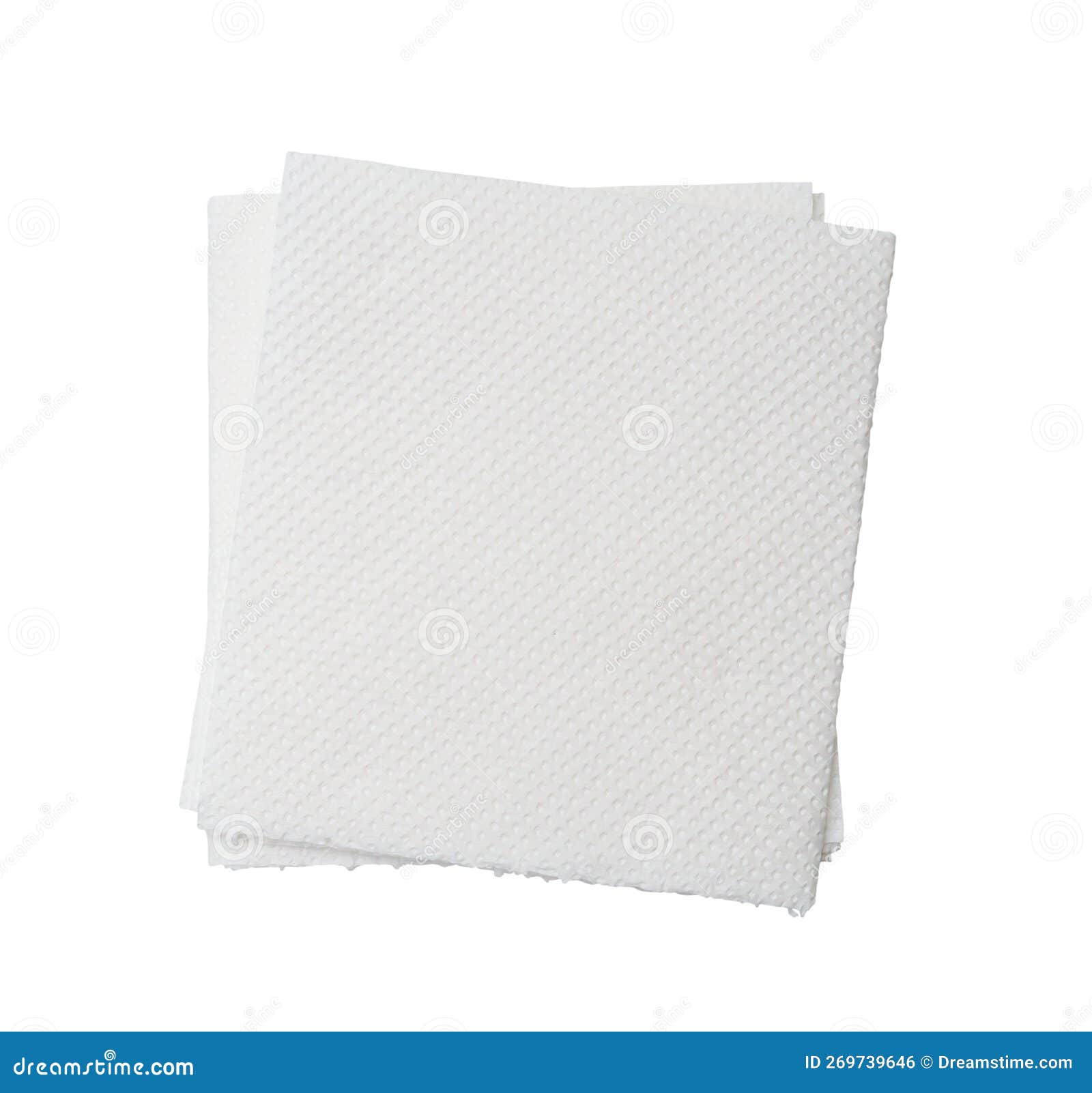 Two Folded Pieces of White Tissue Paper or Napkin in Stack Isolated on ...