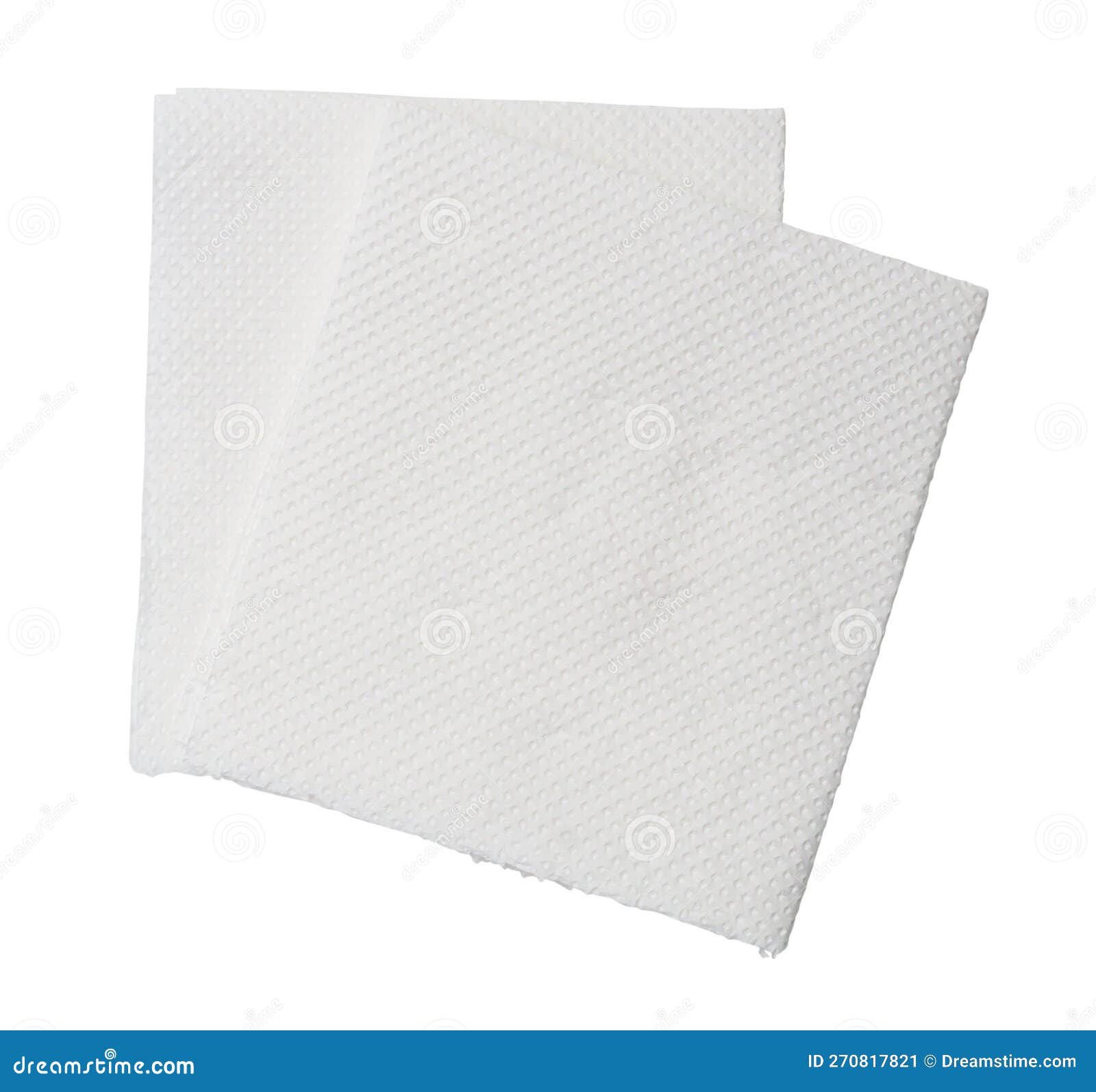 Two Folded Pieces of White Tissue Paper or Napkin in Stack Isolated on ...