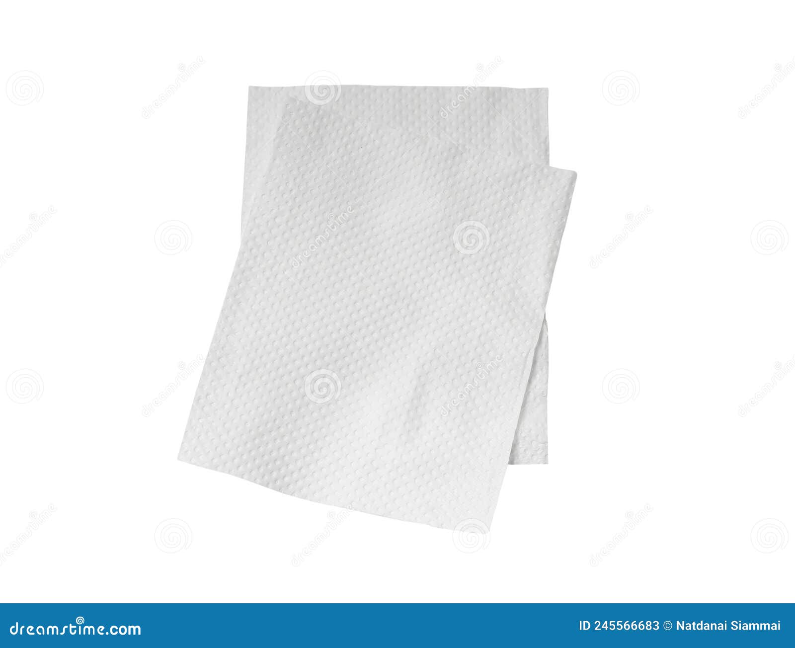 Two Folded Pieces of White Tissue Paper or Napkin in Stack Isolated on ...