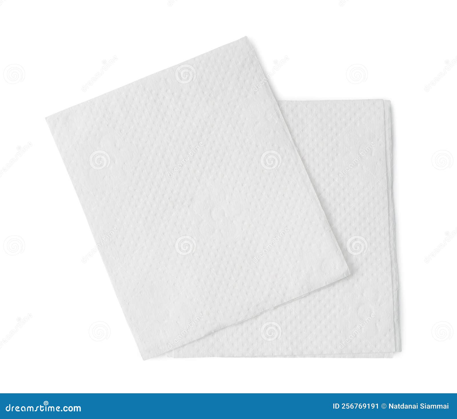 Two Folded Pieces of White Tissue Paper or Napkin in Stack Isolated on ...