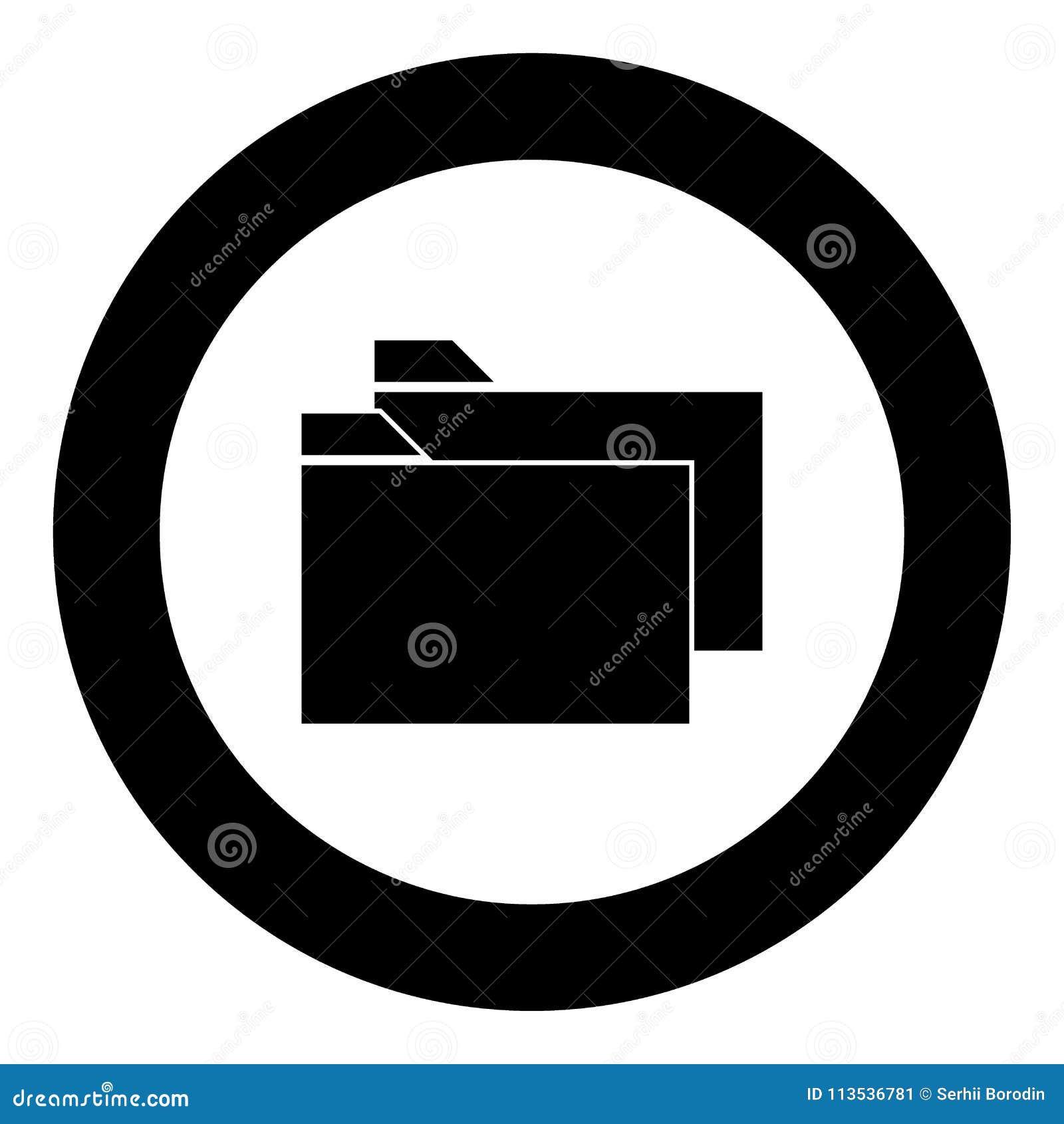 Two Folder Black Icon in Circle Illustration Stock Illustration ...