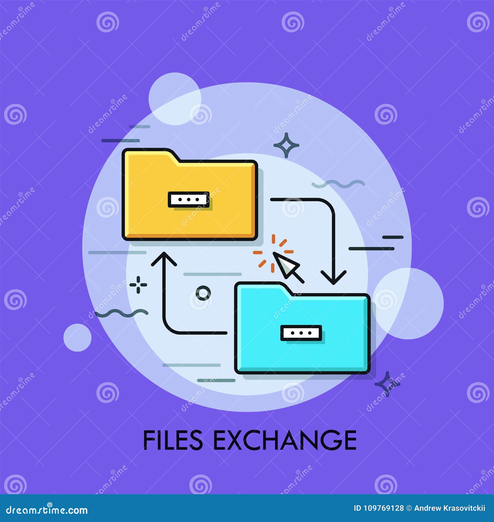 Two Folder Symbols, Arrows and Cursor. Stock Vector - Illustration of ...