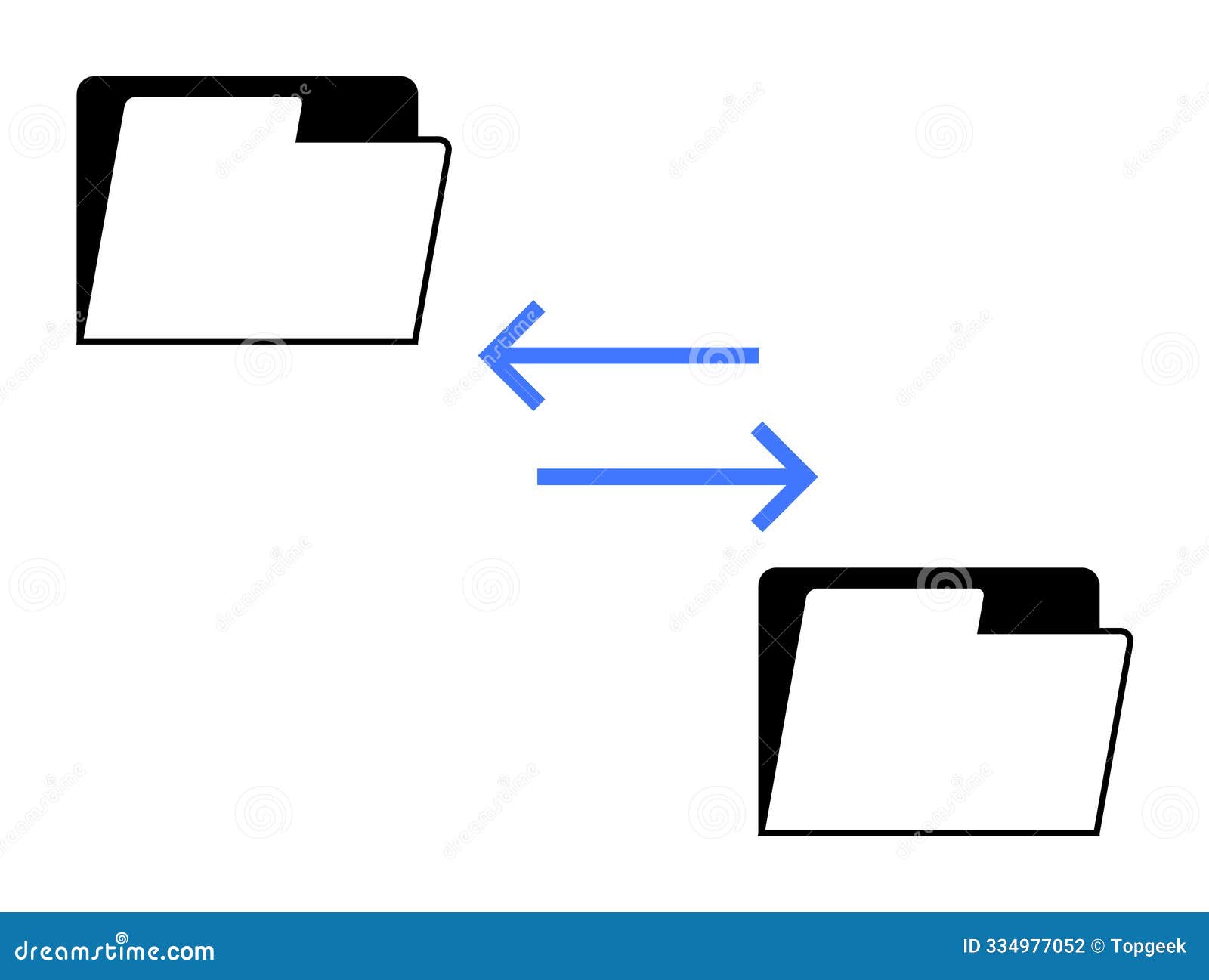 Two Folders Facing Each Other with Arrows in between, Representing Data ...