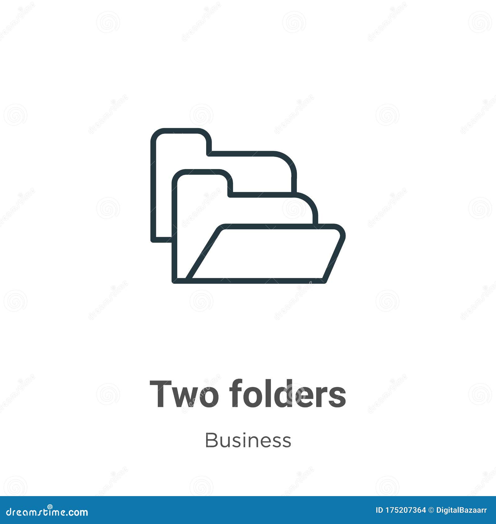 Two Folders Outline Vector Icon. Thin Line Black Two Folders Icon, Flat ...