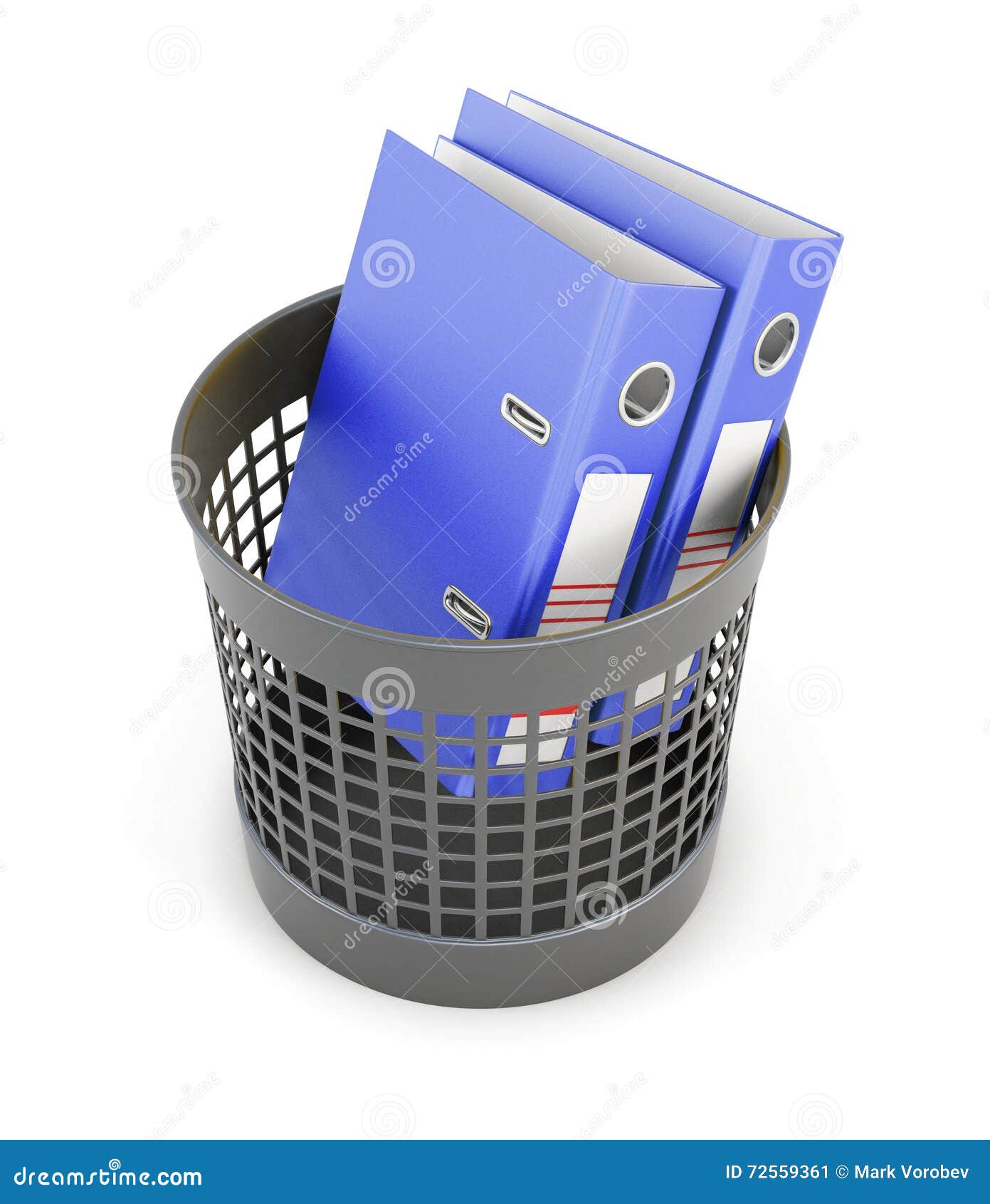 Two Folders in the Trash Can Isolated on White Background. 3d Re Stock ...