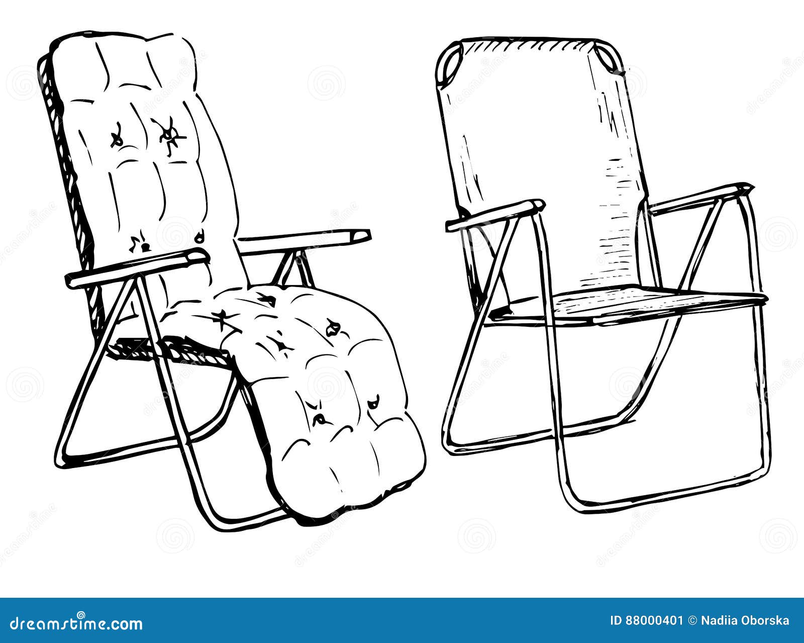 Two Folding Chairs on a White Background Isolation. Vector Illustration ...